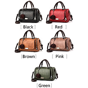 GJGJTER Women Vintage Tote Purse Top-handle Satchel Boston Bags Rose Pendant Shoulder Bags-Pink