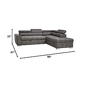 ACME Furniture Thelma Sleeper and Ottoman Sectional Sofa, Grey
