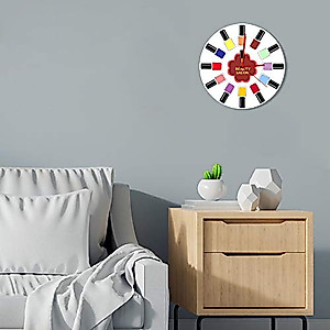 Geek Alerts Colorful Nail Polish Bottles Beauty Salon Studio Acrylic Wall Clock Nail Salon Maincure Modern Non Ticking Timepiece Watch Nail Technician Gift Store Sign (12inch)