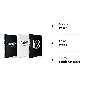 Decorative Books – 3 Book Set – Living Room Décor – Shelf Decoration – London, Paris & New York Fashion – Designer Books – Coffee Table Décor – Faux Books for Decoration – Black & White Themed