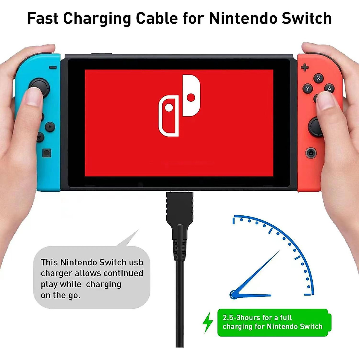 SIAWASE RONVEI Charger Cable, Charging Cable for PS4 and PS5 Controller, Xbox Series, Switch Controller and Playstation Accessories, Both Micro and USB-c Ports 10FT Black