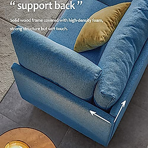 Linen Upholstered 6 Seats U Shaped Modular Sofa Modern Convertible Sectional Sofa Couch with Reversible Chaise Lounge and 4 Pillows L Shaped Couch Extra Wide Seat for Living Room Apartment 143” Blue