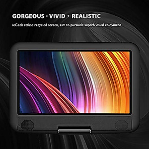 ieGeek 11.5" Portable DVD Player with SD Card/USB Port, 5 Hour Rechargeable Battery, 9.5" Eye-Protective Screen, Support AV-in/ Out, Region Free, Black