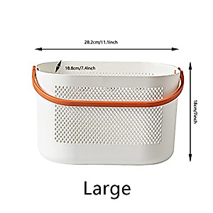 Plastic Bathroom Storage Basket with Handle, for Storing Bathroom Body Wash, Shampoo, Conditioner, Lotion (Orange large)