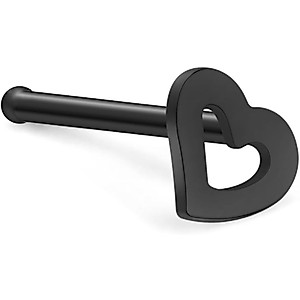 Ruifan 20G 18G Surgical Steel Heart Nose Stud Rings Bone Pin Piercing Jewelry 3-6PCS
