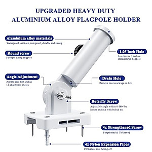 hogardeck Flag Pole Holder Flagpole Bracket, Multi-Position Mounting Bracket with Hardwares, Premium Aluminum Alloy Strong and Rust Free Flagpole Holder