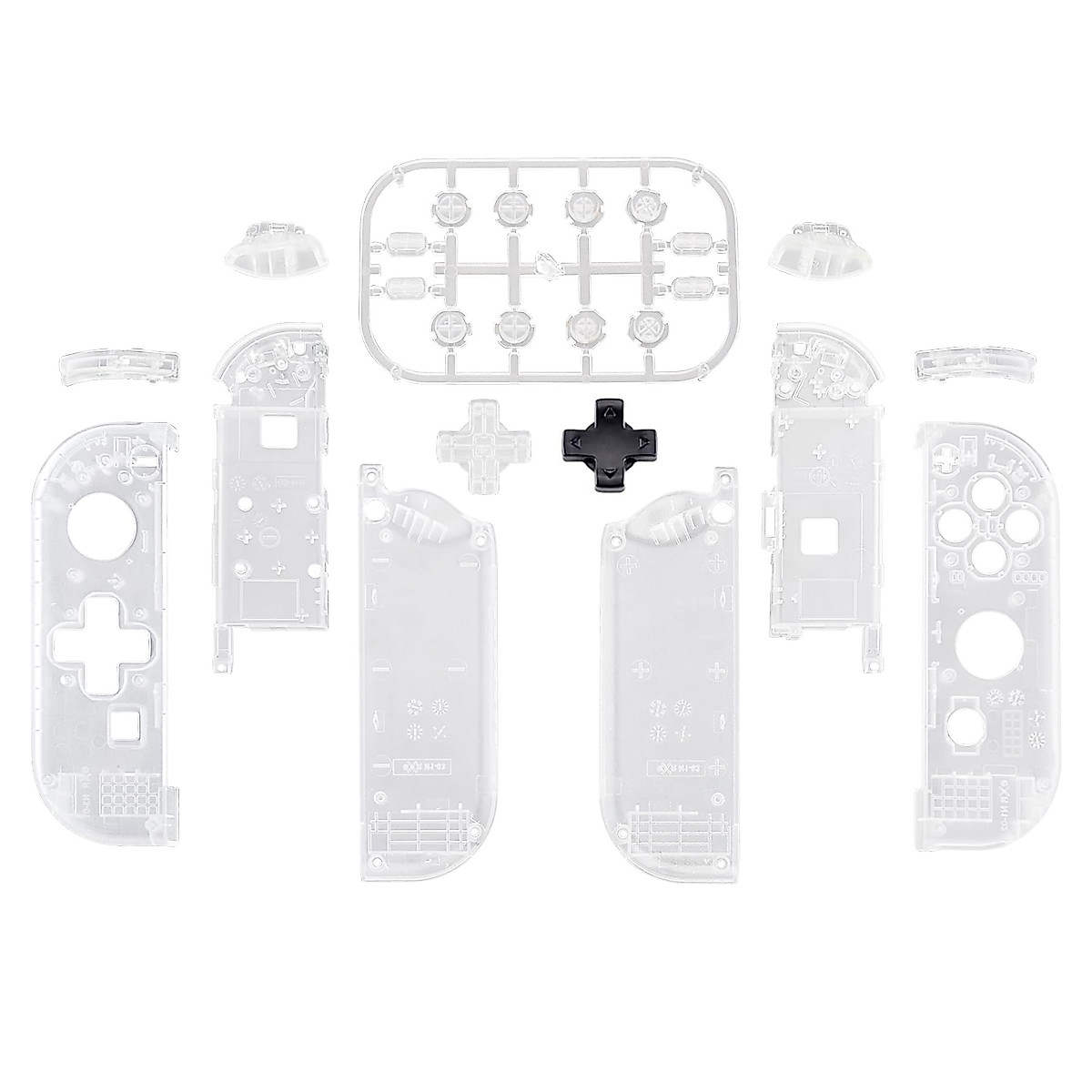 eXtremeRate Transparent Clear Joycon Handheld Controller Housing (D-Pad Version) w/Full Set Buttons, DIY Replacement Shell Case for Nintendo Switch & Switch OLED Joy-Con – Console Shell NOT Included