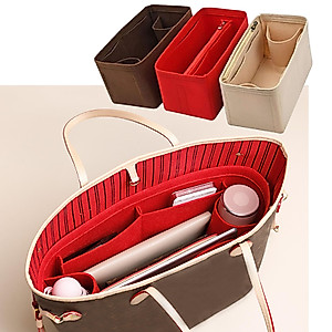 Lckaey Purse Inserts for Speedy 35 Organizer Insert, for monogram bag, HandBag protective insert Tote Bag and hand bag protector, organizer insert 1083Coffee-XL