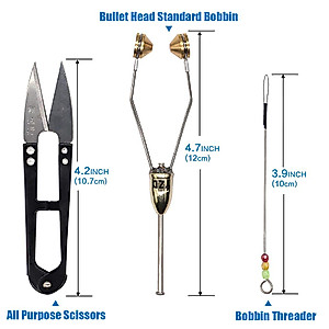 YZD Fly Tying Bobbins Tools 2 Pack Super Smooth Bobbins with Bobbin Threader Fly Tying Tool Fly Fishing Tying Flies Lure Making Accessories (2 Gold Bobbins Set)…