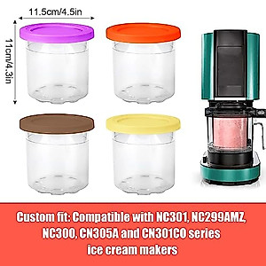 NQEUEPN 4pcs Ice Cream Pint Containers Tubs with Lids, Freezer Storage Replacement for Ninja Creami Pints Homemade for NC300 NC301 NC299AMZ Series