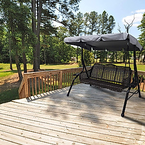 Outdoor Patio Swing Chair Canopy Replacement, 3 Seater Porch Swing Seat Canopy Cover, Waterproof Windproof Anti-UV Heavy Duty Rip Proof Garden Hammock Top Cover, Garden Furniture Covers (Grey, Large)