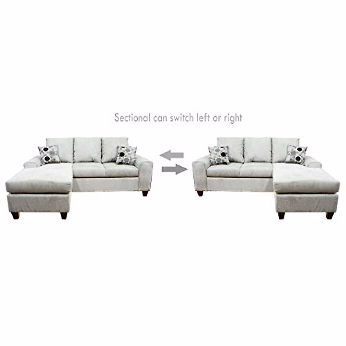 A&A Furniture Contemporary Gray Sofa Chaise