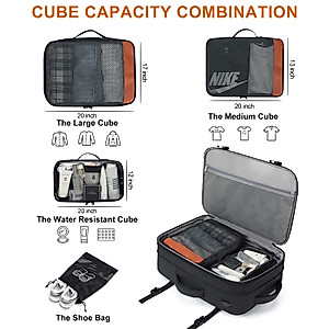 Carry on Travel Backpacks, Extra Large 40L Flight Approved for Men & Women,Expandable Suitcase With 4 Packing Cubes,Water Resistant Luggage Daypack Business Weekender Bag,Black