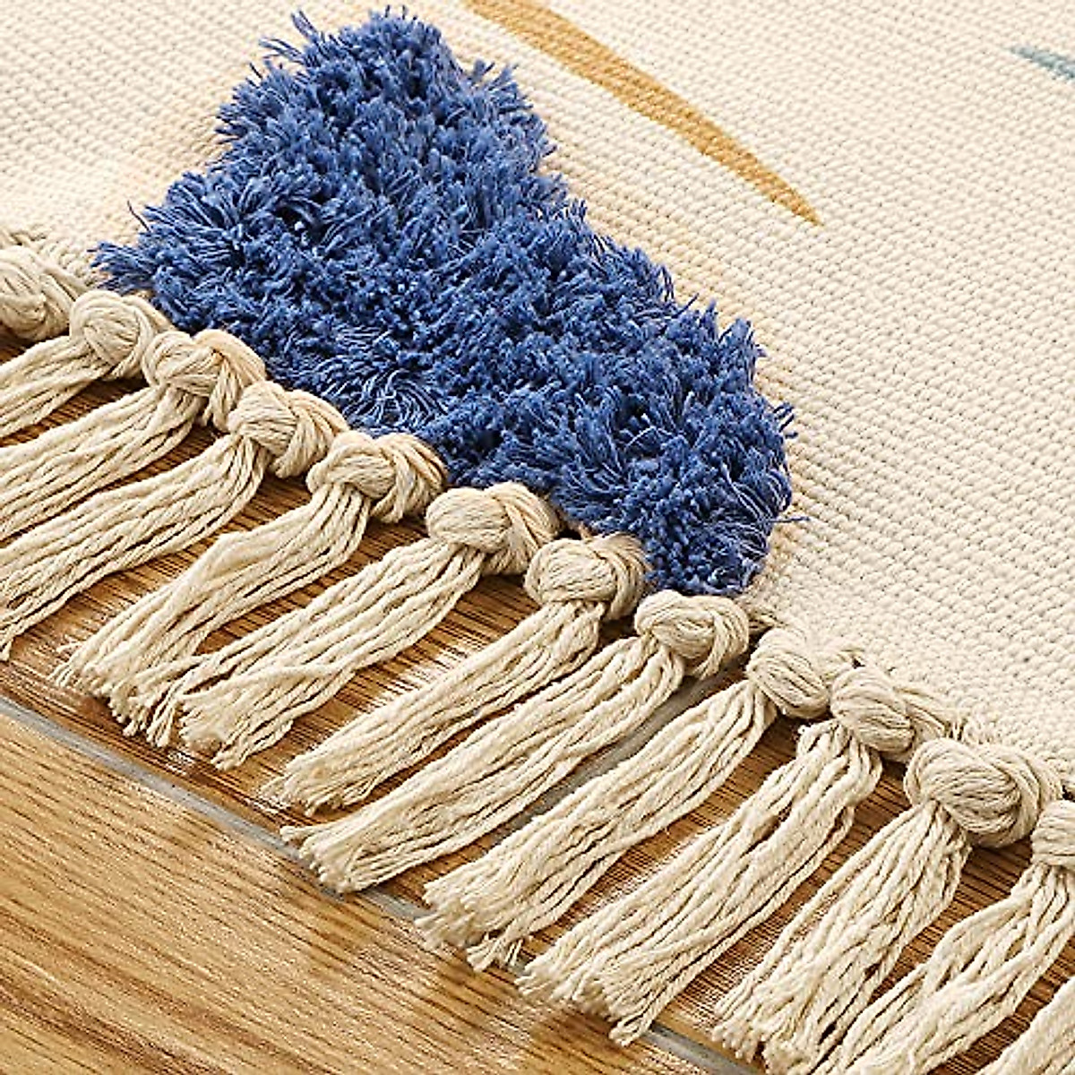 LIVEBOX Cute Bathroom Rug 2' x3' Small Multi-Color Block Kids Area Rug with Tassel Hand Woven Cotton Tufted Indoor Rugs for Bedroom Kitchen Entryway Laundry Wall Hanging