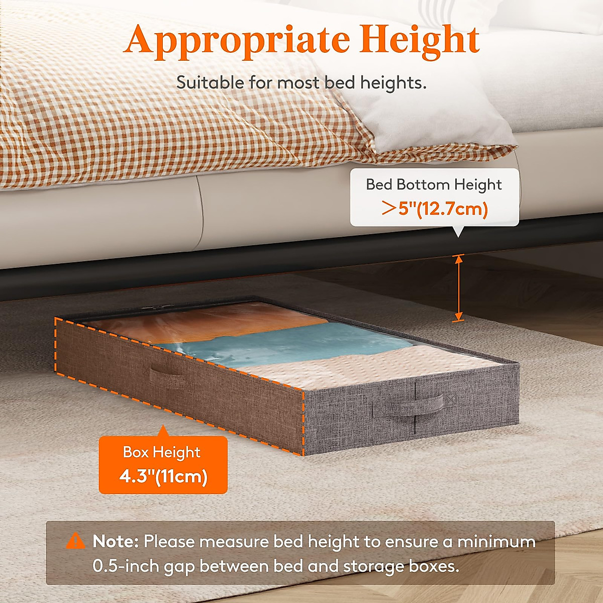 Lifewit Under Bed Storage Containers, 4.3 Inches Tall Low Profile Underbed Storage, Foldable Clothes Storage Bags Organizer Bin with Lids, Ultra Thick Fabric for Blankets Pillows Shoes, Large, 3 Pack