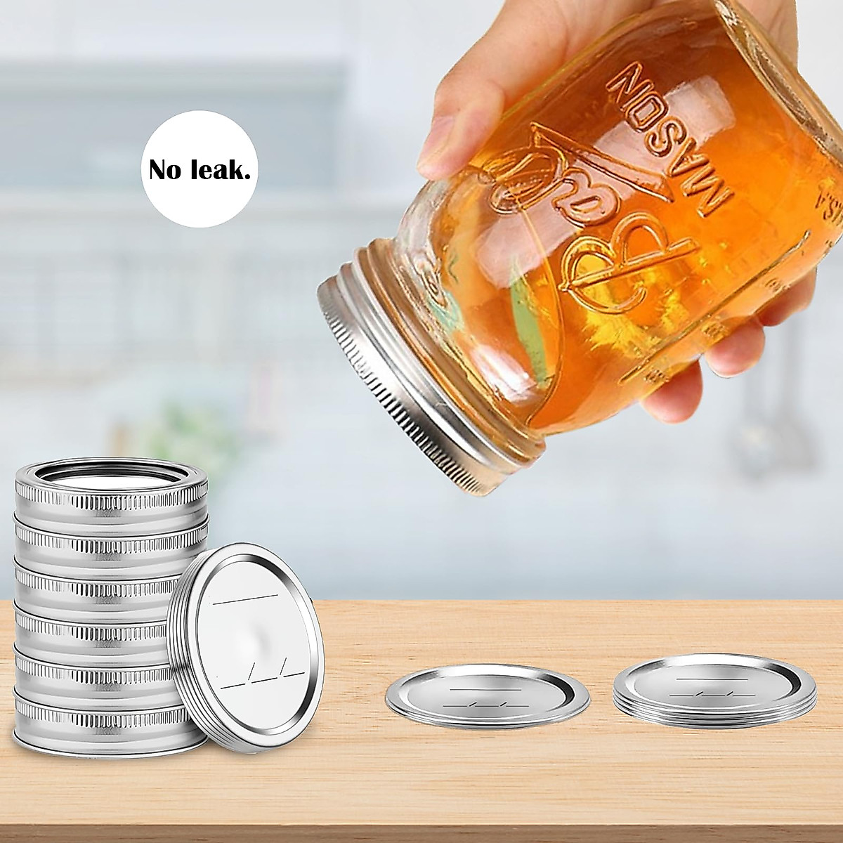 12 Pcs Antirust Regular Mouth Mason Jar Lids with Rings for Vacuum Sealer, Ball, Kerr Jars Canning Lids with Rings, Set of 6