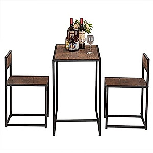 Elm Wood Simple Dining Table Set Breakfast Table and Chair Three-Piece [90x47x75.5cm] Kitchen Room Furniture