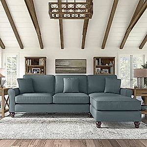 Bush Furniture Hudson 102-inch Stain-Resistant Contemporary Couch, Long Lasting Comfort, Easy to Assemble Pet-Friendly Living Room Sofa to Lounge, 102W, Turkish Blue Herringbone