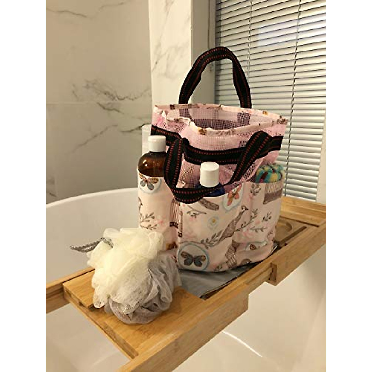 ROMYtendency Shower Caddy Tote Bag - Toiletry Mesh Storage with Shower ball set