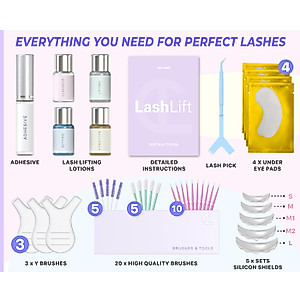 Lash Lift Kit with Keratin by Cici | Instant Perming, Lifting & Curling for Eyelashes | Long Lasting Professional Salon Results for a Supermodel Look | Includes Glue, Supplies and Expert Instructions