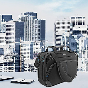 KROSER Laptop Bag 15.6 Inch Laptop Briefcase Laptop Messenger Bag Water Repellent Computer Case Laptop Shoulder Bag Durable Tablet Sleeve with RFID Pockets for Business/College/Women/Men-Black/Blue