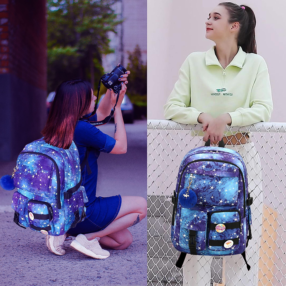 Laptop Backpacks 15.6 Inch College Backpack Elementary Middle High School Book Bag Cute Kids Bookbags Anti Theft Travel Back Pack Casual Daypack for Teens Girls Women Students (Galaxy Blue)