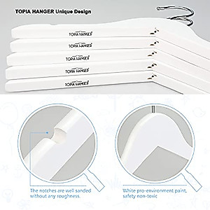 TOPIA HANGER Baby Clothes Hangers for Closet, White Children Kids Wooden Coat Hangers with 360°Stronger Swivel Hook and Extra Smoothly Cut Notches, 10 Pack-CT09W