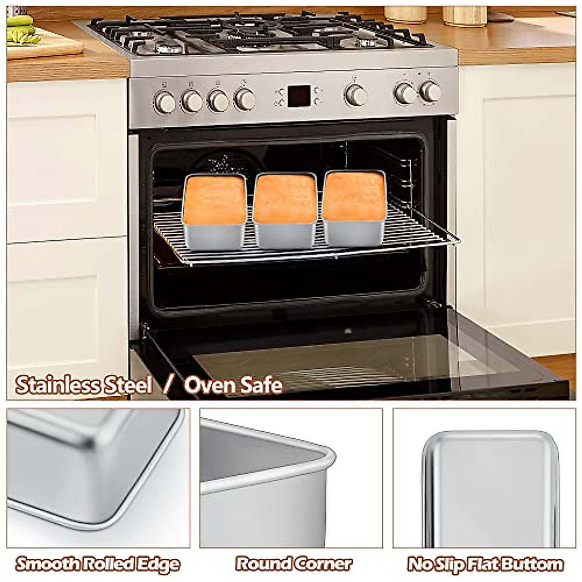 LIANYU 4 Pack Loaf Pans for Baking Bread, 9x5 Inch Bread Pan, Bread Loaf Pan for Baking, Stainless Steel Meatloaf Baking Pan, Loaf Tin Pan for Homemade Banana Bread, Dishwasher Safe