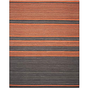 SAFAVIEH Kilim Collection Area Rug - 9' x 12', Dark Grey & Orange, Handmade Flat Weave Wool, Ideal for High Traffic Areas in Living Room, Bedroom (KLM952C)