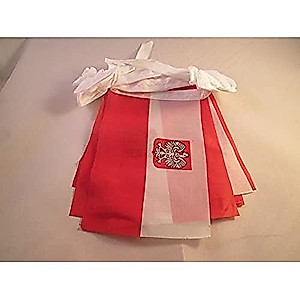 AZ FLAG Poland with Eagle 4 Meters Bunting Flag 20 Flags 6'' x 4'' - Polish Coat of arms String Flags 10 x 15 cm