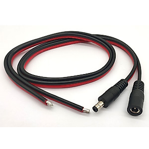 Halokny DC Power Pigtails Cable, 1 Pairs 14AWG DC5.5x2.1mm 12V 5A Male & Female Connectors Power Single Ended Extension Cable for CCTV Security Camera and Lighting Power Adapter 60cm/2Ft