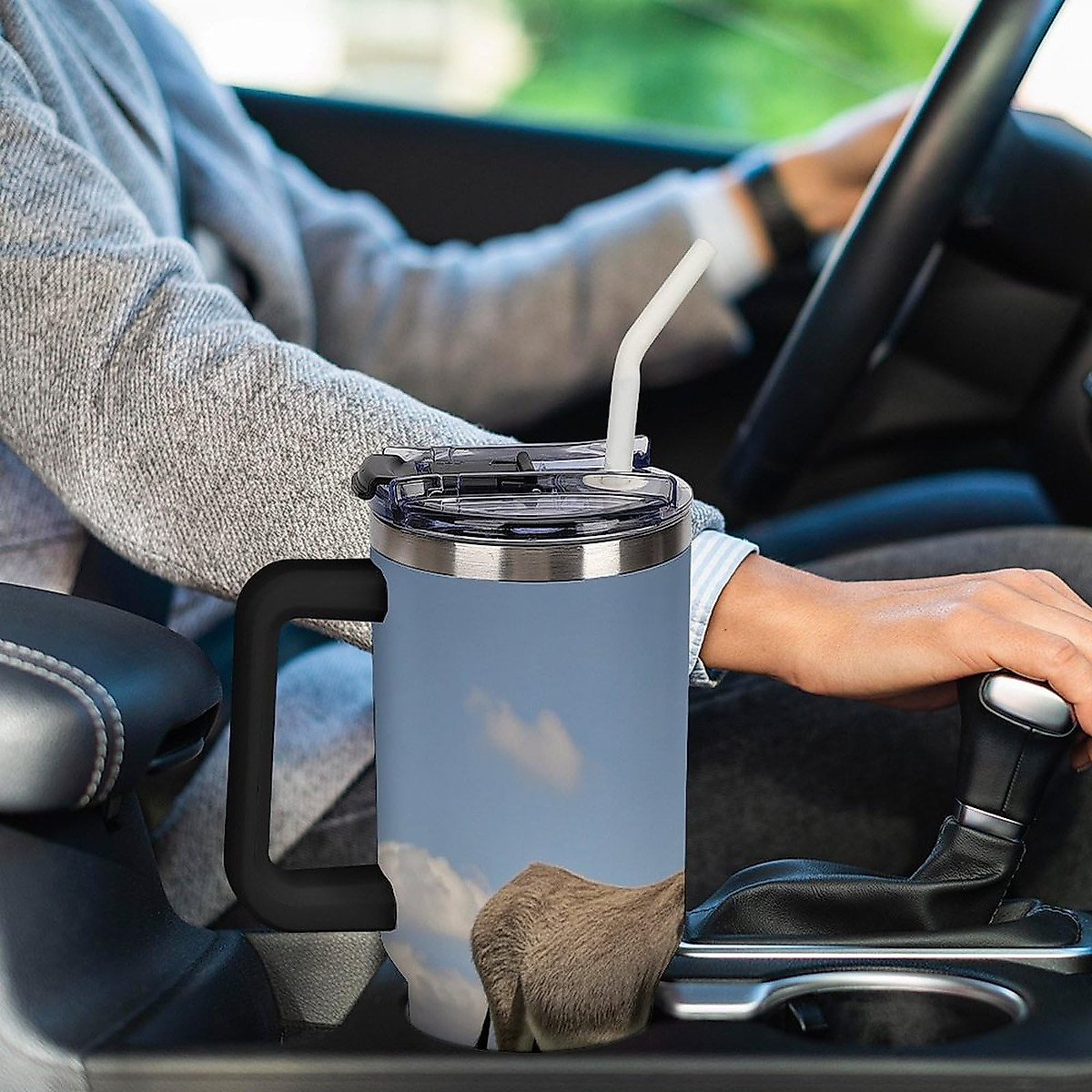 RTFGHJS 40 Oz Tumbler Donkey And Flower Insulated Tumbler Travel Coffee Mug with Straw Lid Stainless Steel Water Bottle Vacuum Insulated Tumbler for Sport Work Car Travel Weekends