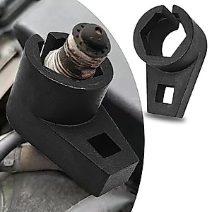 ZBGUN 1 PC Side Cutout Oxygen Sensor Sleeve, 3/8 European Standard Square Slotted Design Offset Oxygen Sensor Socket, Car Disassembly Assembly Wrench, Compatible with Many Types of Vehicles (Black)