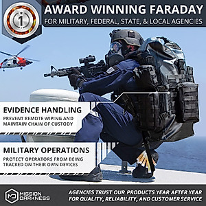 Mission Darkness Dry Shield Faraday Backpack 40L // Waterproof Tactical Bag with MOLLE Webbing and Removable Packs // Signal Blocking Anti-tracking Data Privacy EMP Shield for Electronics