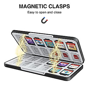 HEIYING Game Card Case for Nintendo Switch& Switch OLED Game Card or Micro SD Memory Cards,Portable Switch Game Memory Card Storage with 24 Game Card Slots and 24 Micro SD Card Slots. (Black)