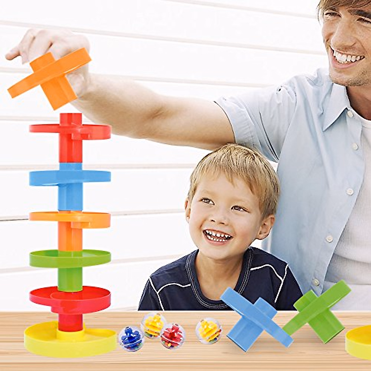 Educational Ball Drop Toy for Kids - Spinning Swirl Ball Ramp 2 Sets Activity Toy for Toddlers and Babies Safe for 9 Months and up.