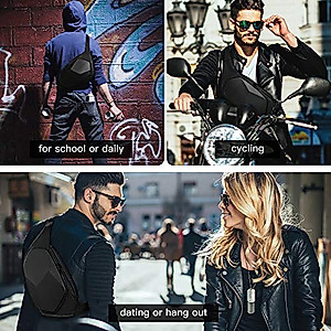 BANGE Sling Bag Waterproof Safe Protect Shell Crossbady Bag Backpack, Biking Hiking Travel Shoulder Bag (Black Large)