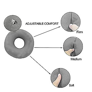 2 Pack Gray Inflatable Ring Cushion with Pump Hemorrhoid Seat Pillow Round Wheelchairs Seat Cushion Ring Pillow Cushion Relieve Coccyx & Tailbone Pain for Home Car or Office