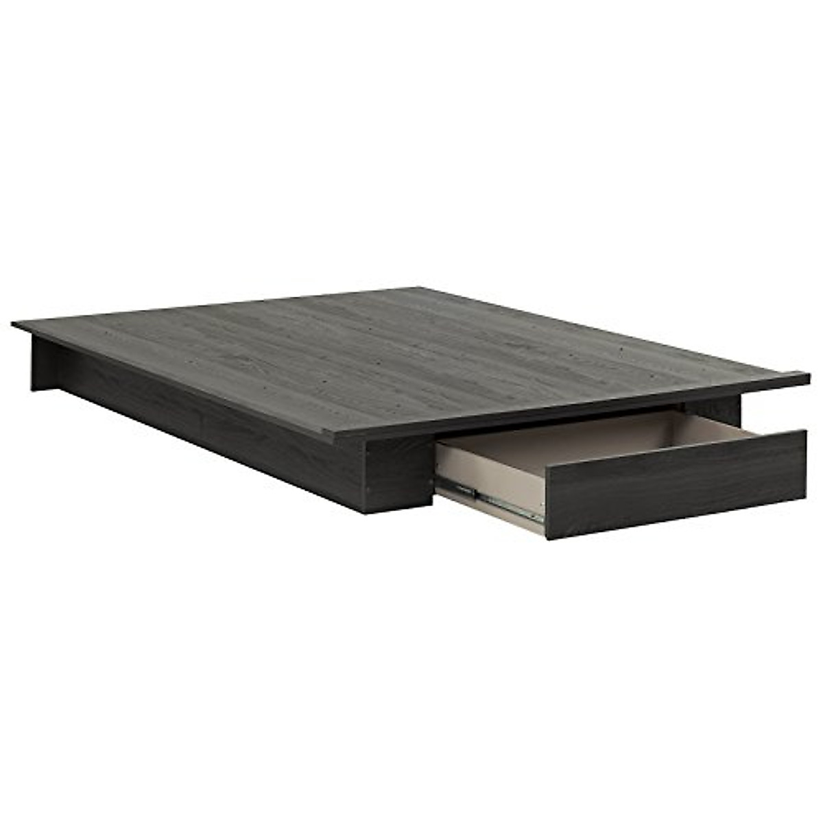 South Shore 54"/60'' Holland Platform Bed with drawer, Full/Queen, Gray Oak