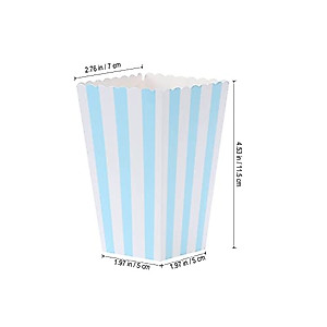 BinaryABC Popcorn Boxes,Stripe Pattern Decorative Dinnerware for Party,12 x 7CM,24pcs (Blue)