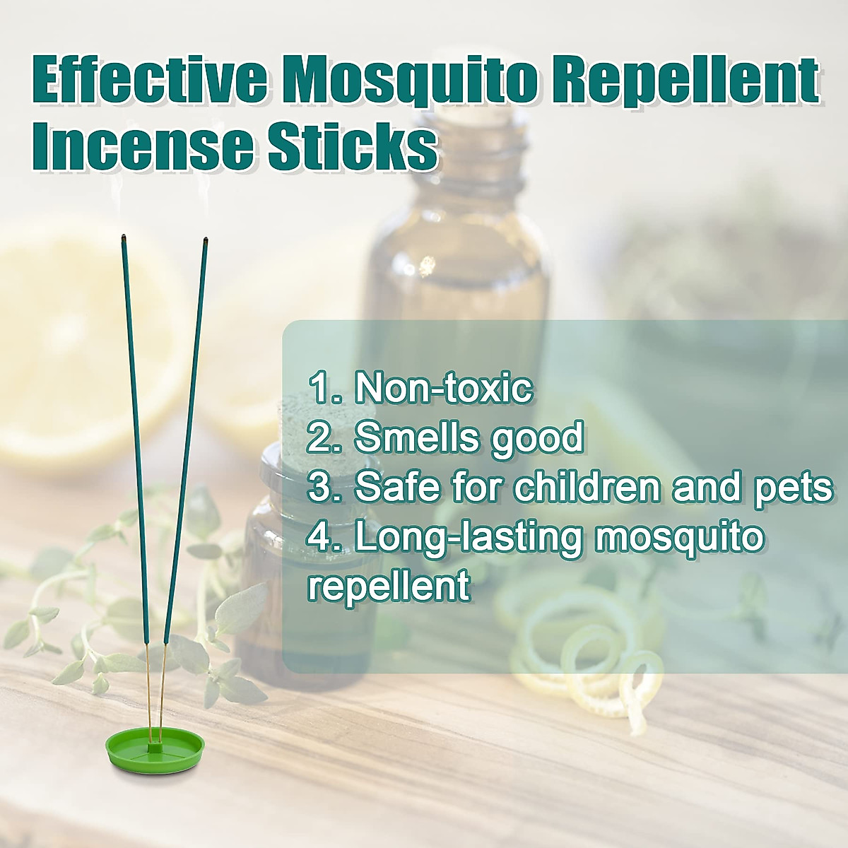 60 Pcs Mosquito Repellent Incense Sticks Outdoor Patio, Citronella Repellent Incense Sticks Outdoor, Deet Free Natural Plant Bug Mosquitoes Repellent Killer for Patio, Camping, Fishing