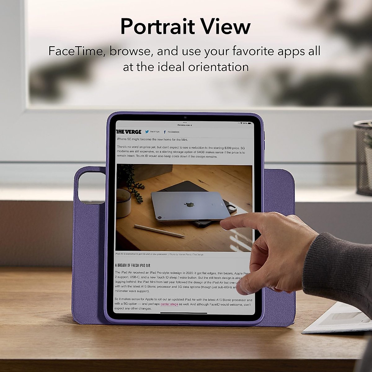 ESR for iPad Pro 12.9 Case (6th/5th Generation, 2022/2021), Removable Magnetic Cover, Adjustable Portrait/Landscape Stand with Raised Display View, 9 Standing Angles, Shift Series, Purple
