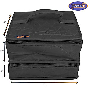 Yazzii Deluxe Double Organizer Tote Bag - Portable Storage Bag Organizer - Multipurpose Storage Organizer for Crafts, Toiletries, Medication, Cosmetics & Jewelry Black