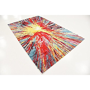 Unique Loom Lyon Collection Modern Abstract Tie-Dye Fireworks Area Rug, 5 x 8 Feet, Multi/Blue
