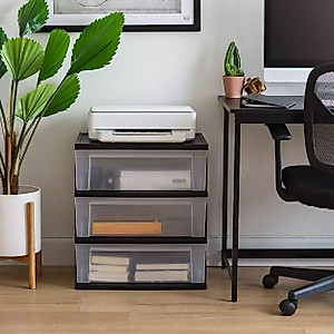 IRIS USA Wide 3 Drawer Plastic Storage Chests 2 Pack