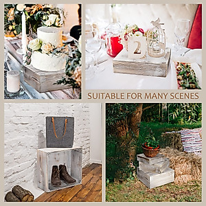 3 Pcs Whitewashed Wood Square Display Stand Crate Style Cake Stand Risers for Cupcake Appetizer Dessert Rustic Cupcake Stand Stackable Display Box Riser Stands