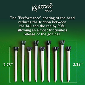 Kestrel Golf - Plastic Golf Tees (15 Pieces) Plastic Golf Tee 3 1/4 Inch (3.25) White