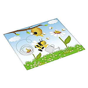 Funny Cute Bees Printed Drying Mat For Kitchen Ultra Absorbent Microfiber Dishes Drainer Mats Non-Slip Silicone Quick Dry Pad - 18 X 16inch