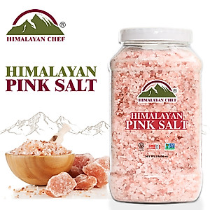 Himalayan Chef Himalayan Pink Salt 80 oz (2.26kg), Non-GMO, Kosher, Coarse Grain, Nutrient and Mineral Dense for Health, Gourmet Pure Crystal Pink Salt, Pink Salt for Grinder, Himalayan Salt, 5 Pound (Pack of 1)