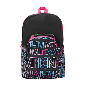 Champion Kids' Backpack & Lunch Kit, Black/Multi, Youth Size